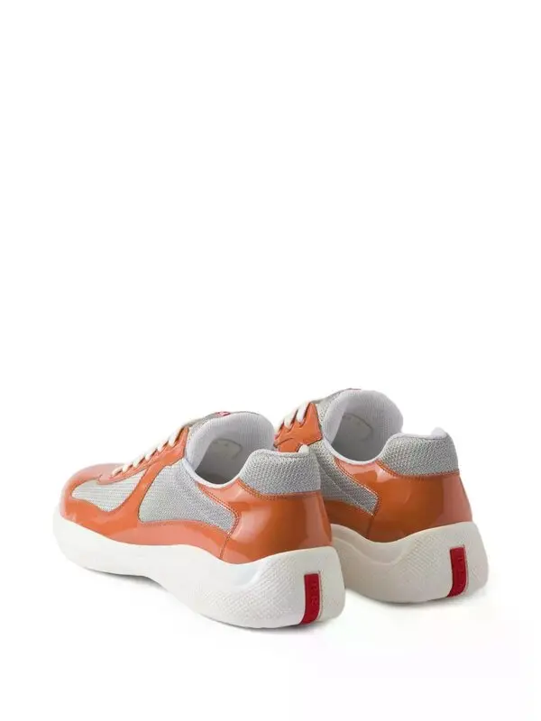 Prada America's Cup Sneakers In Patent Leather And Technical Fabric - Orange