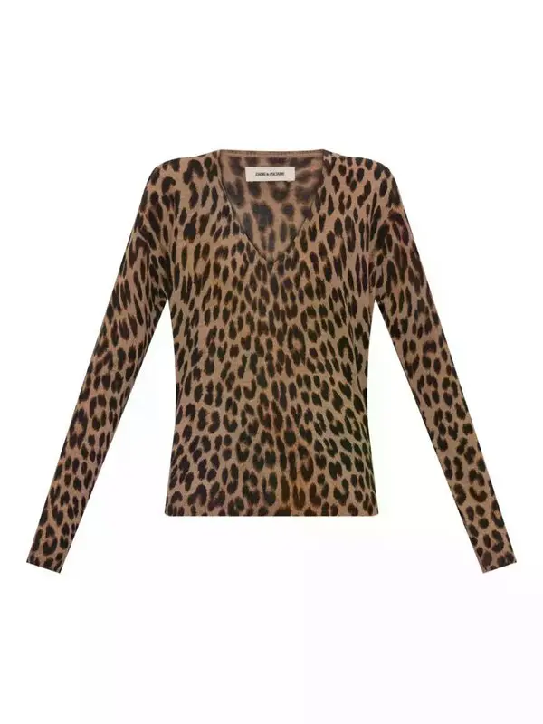 Zadig&Voltaire Rivy Animal-print Cashmere Sweater - Brown