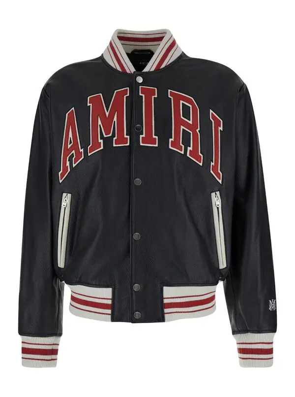 Amiri Bomber Jacket With Logo Patch - Black