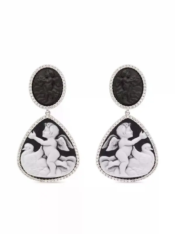 CAMEO & BEYOND Cherubs With Goose Roman Period Earrings - Silver