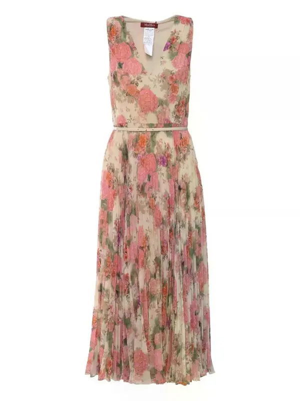 Max Mara Emery Floral Print Dress - Neutrals