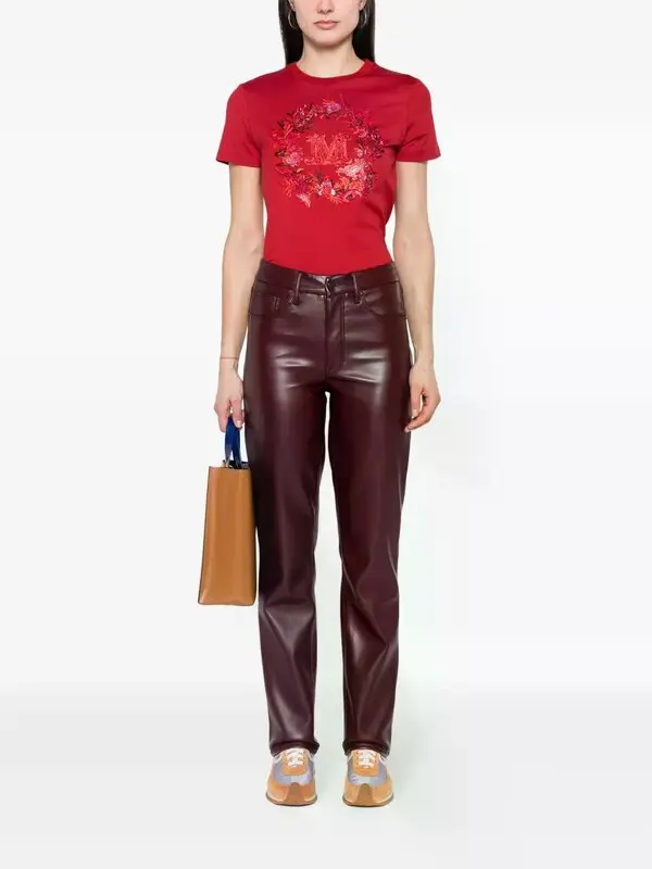 Max Mara Sequin-embellished Cotton T-shirt - Red