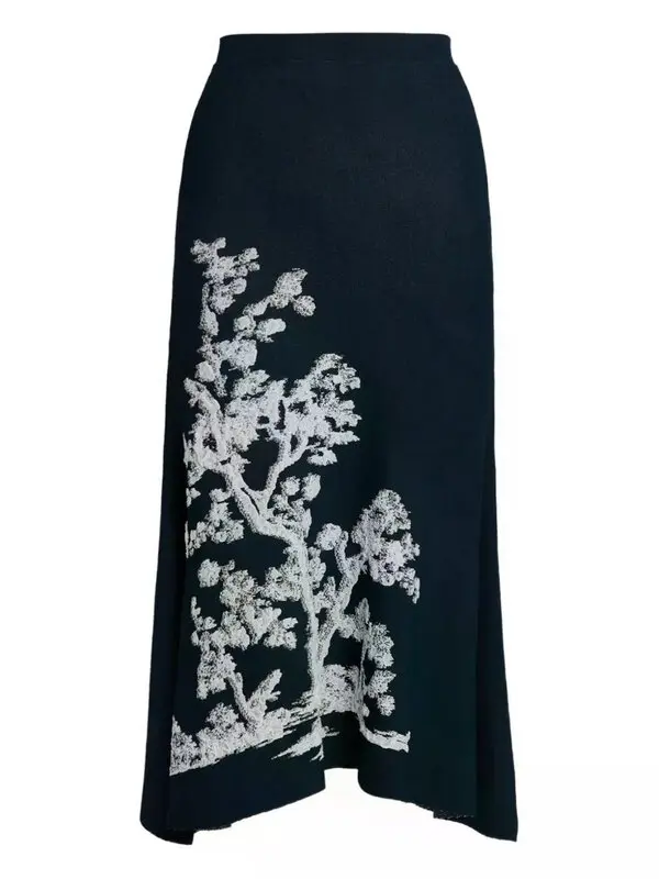 Erdem Tree-print Midi Skirt