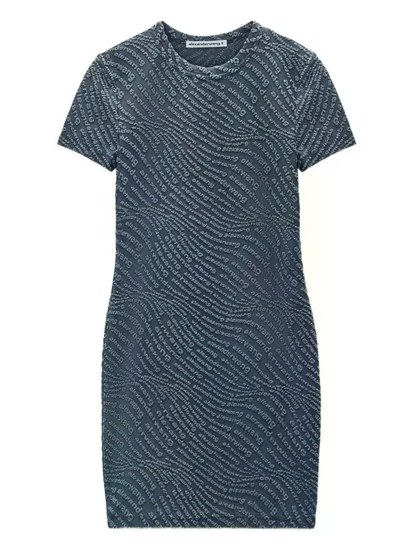 Alexander Wang Short-sleeve Logo-embossed Dress - Grey