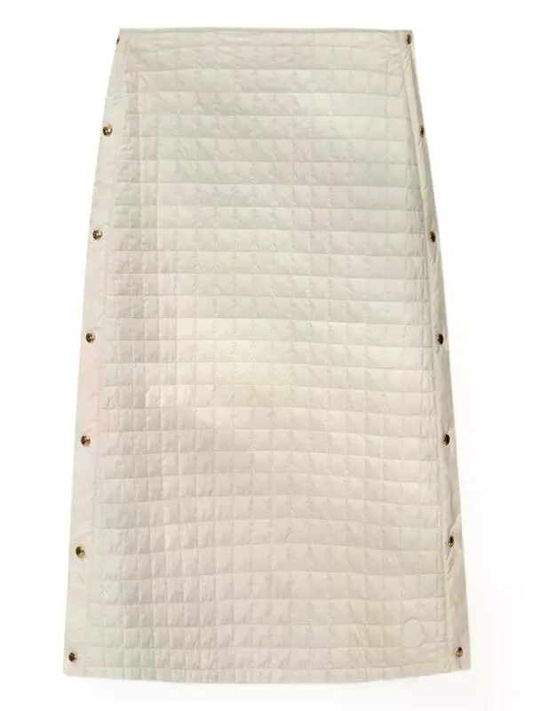 Moncler Quilted Midi Skirt With Button Fastening - Neutrals