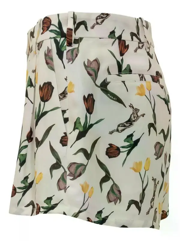 Marni Tulip Hares-print Shorts