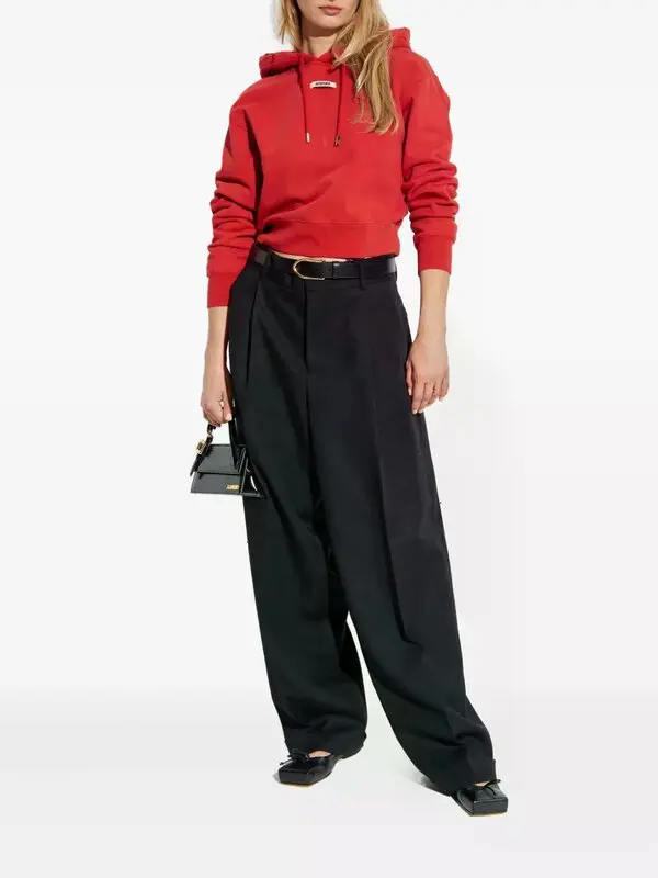 Jacquemus Logo-patch Cropped Hoodie - Red