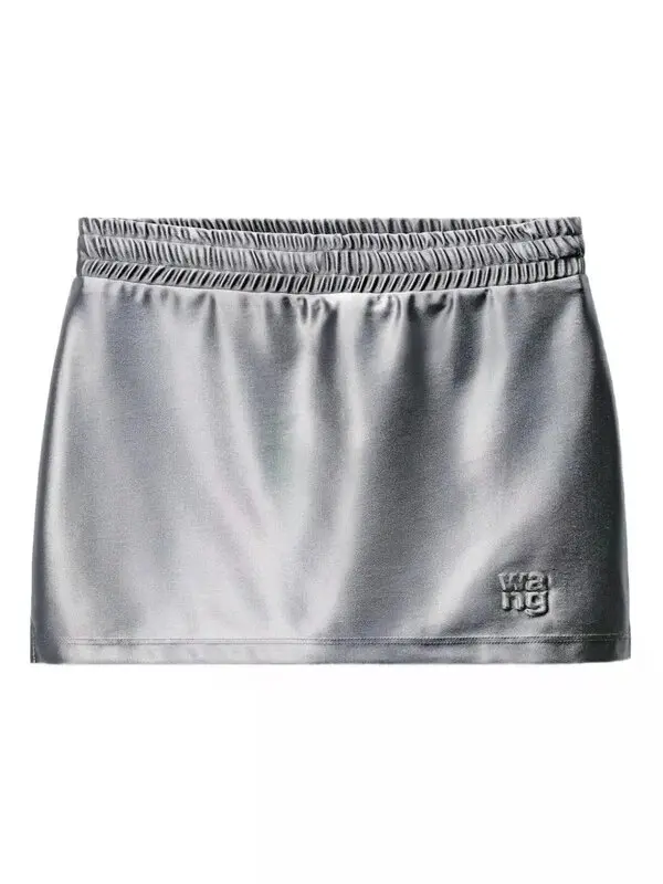 Alexander Wang Elasticated-waistband Satin Mini Skirt - Silver