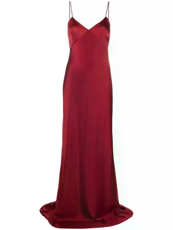Max Mara V-neck Satin Gown