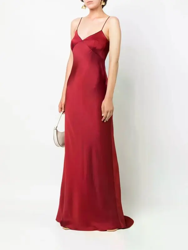 Max Mara V-neck Satin Gown