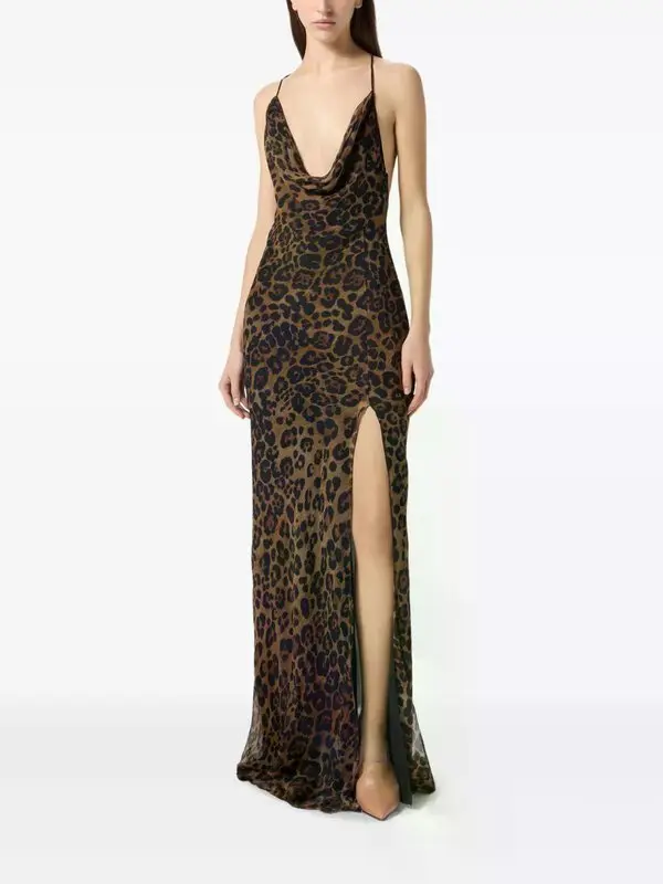 Blumarine Leopard-print Silk Gown