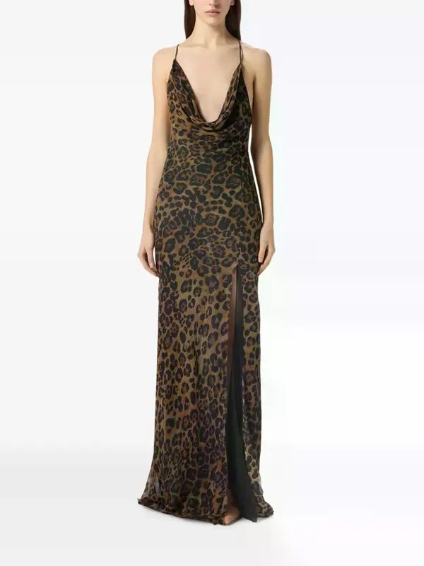 Blumarine Leopard-print Silk Gown