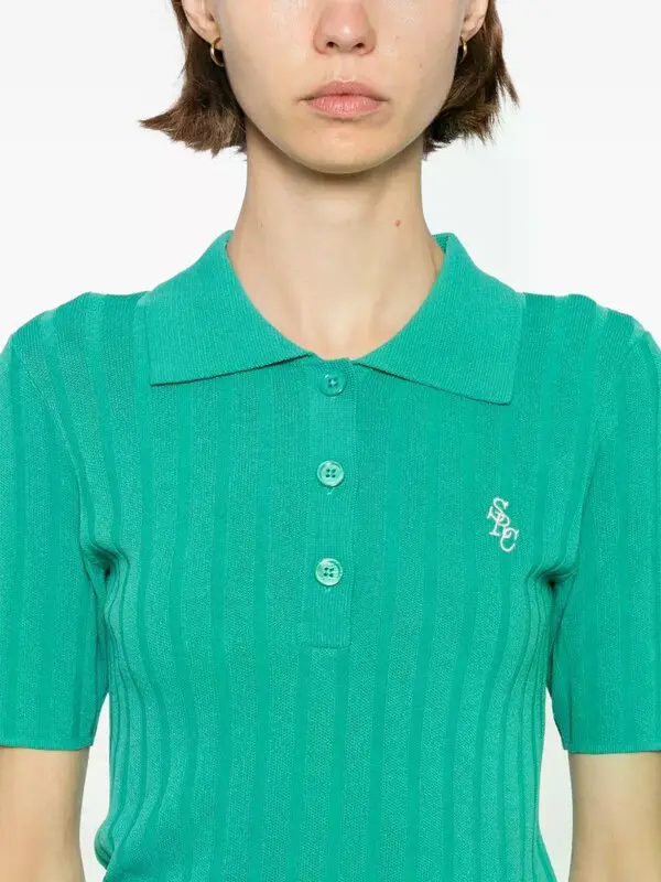 SPORTY & RICH Src Ribbed Polo Top