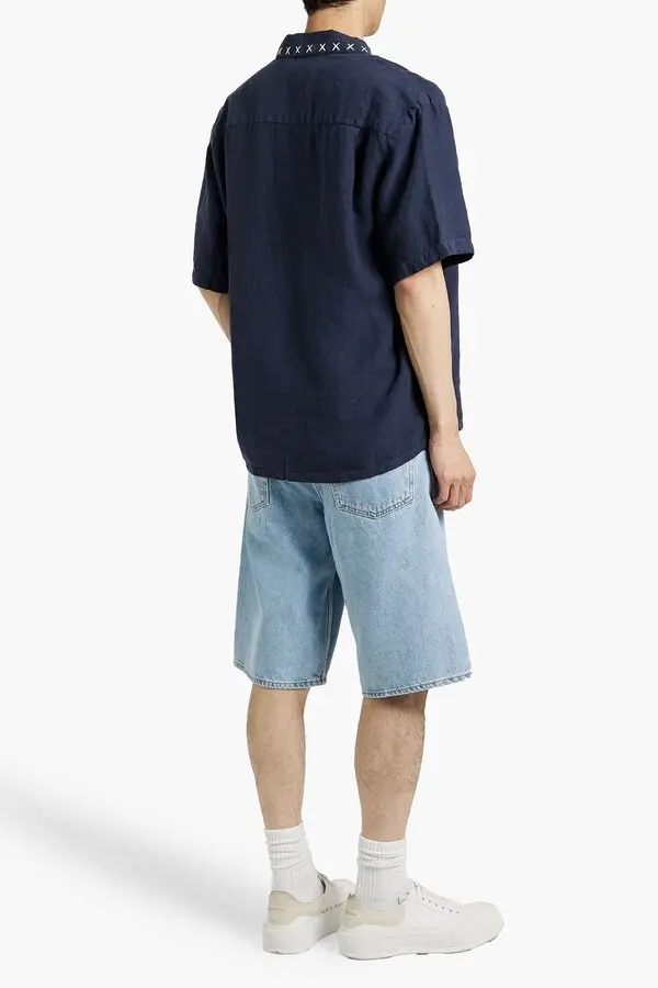 THE ELDER STATESMAN Sulfur Embroidered Linen Shirt