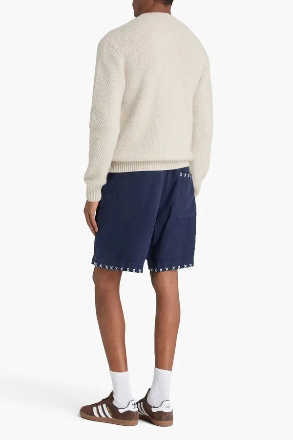 THE ELDER STATESMAN Embroidered Linen Shorts