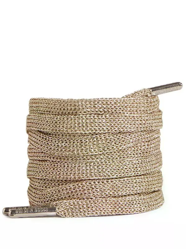GOLDEN GOOSE Lurex Laces With Engraved Logo Detail - Gold