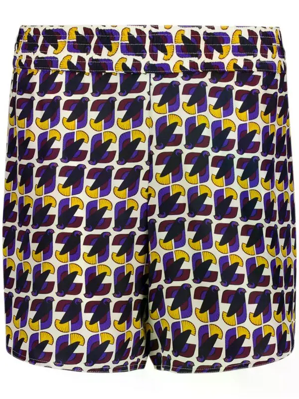 PAULA Printed Silk Shorts - Blue
