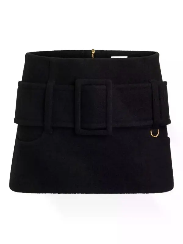 PATOU Belted Wool Mini Skirt