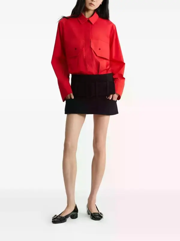 PATOU Belted Wool Mini Skirt