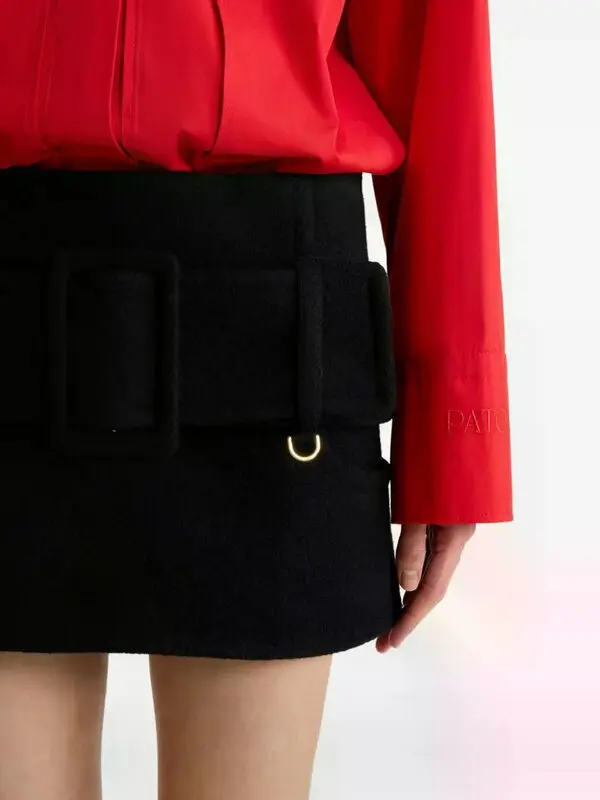 PATOU Belted Wool Mini Skirt