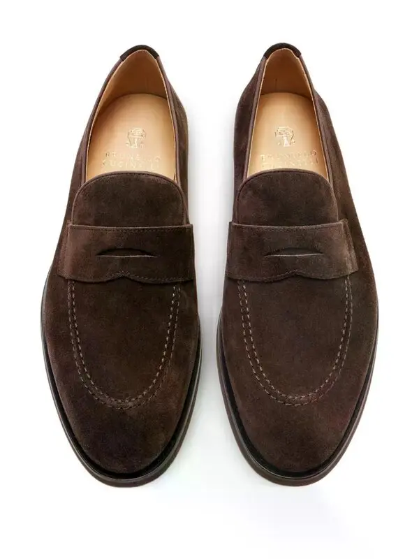 Brunello Cucinelli Suede Penny Loafers
