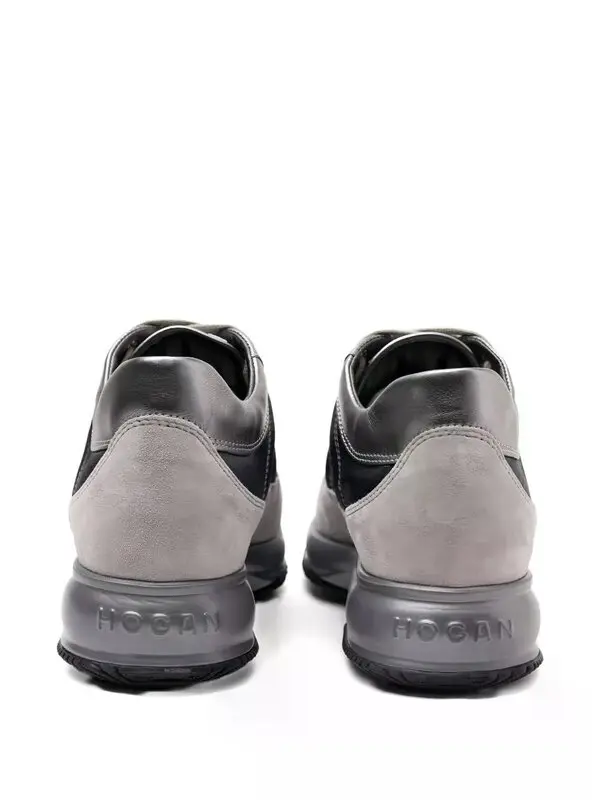 Hogan Interactive Allacciato Metallic-panel Suede Sneakers - Grey