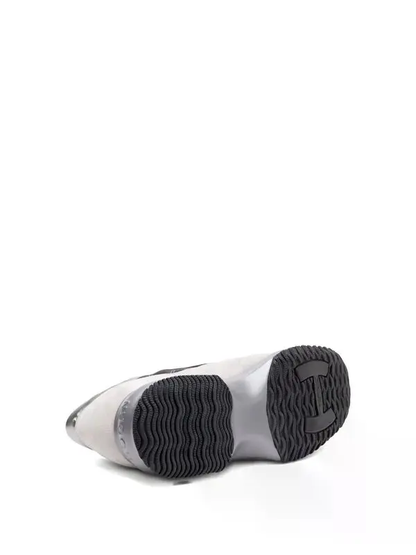 Hogan Interactive Allacciato Metallic-panel Suede Sneakers - Grey