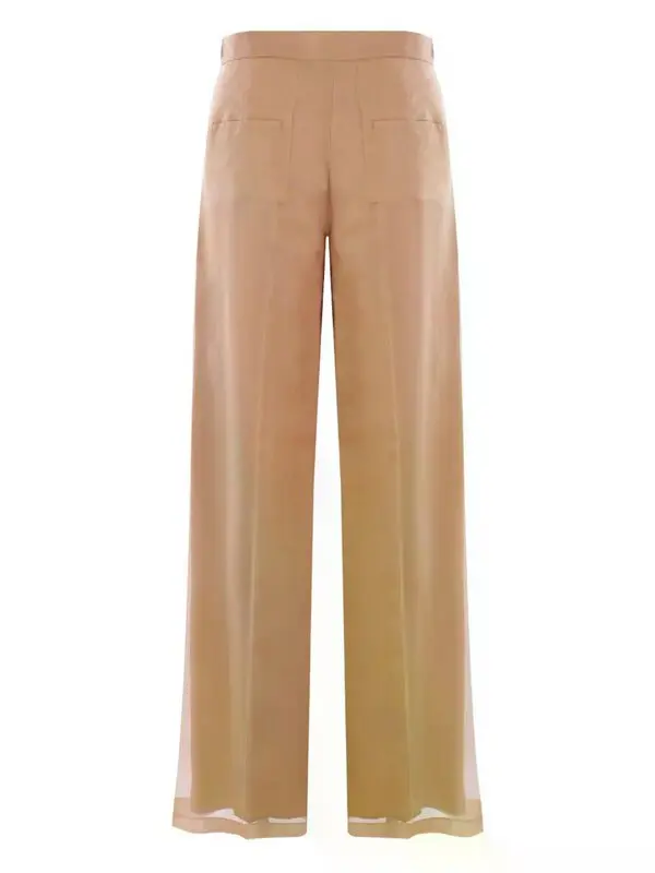 Max Mara Camel Silk Organza Pleated Wide Leg Trousers