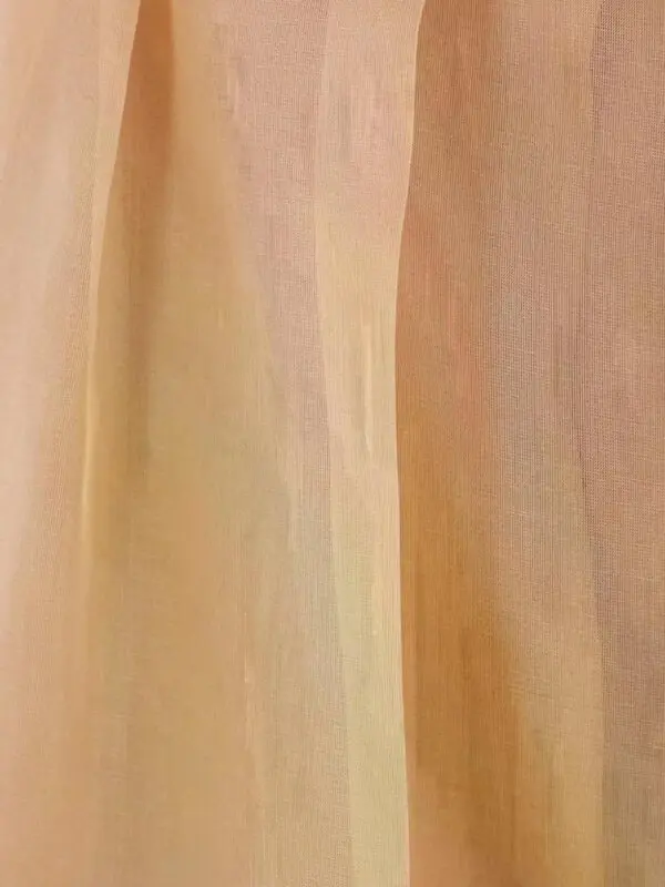 Max Mara Camel Silk Organza Pleated Wide Leg Trousers