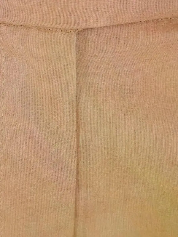 Max Mara Camel Silk Organza Pleated Wide Leg Trousers