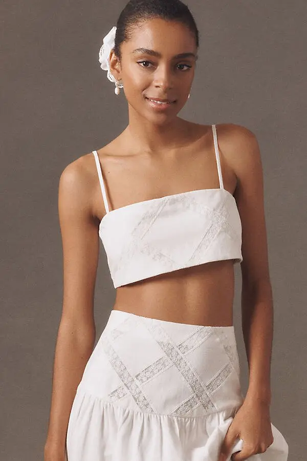 Hemant & Nandita Linen Blend Lace Bustier Top