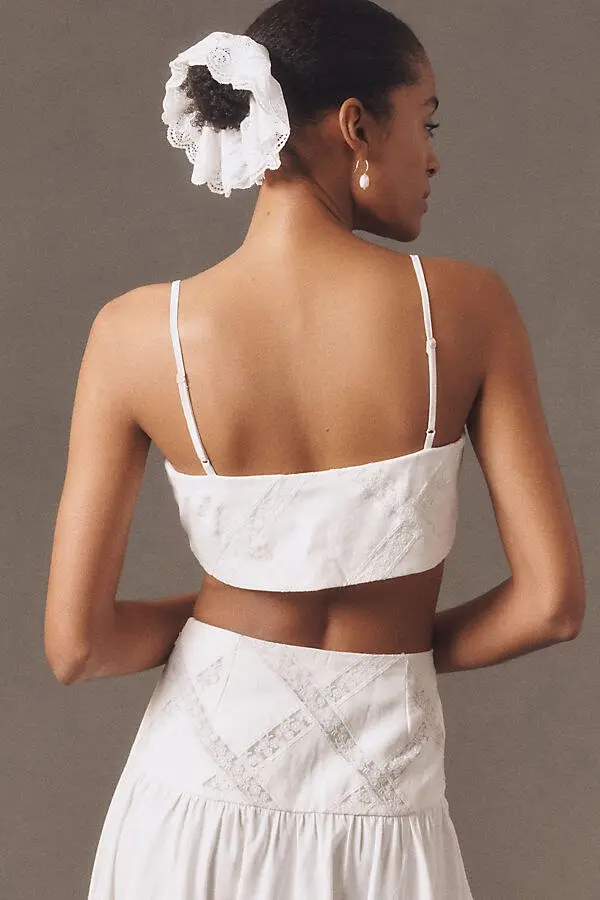 Hemant & Nandita Linen Blend Lace Bustier Top