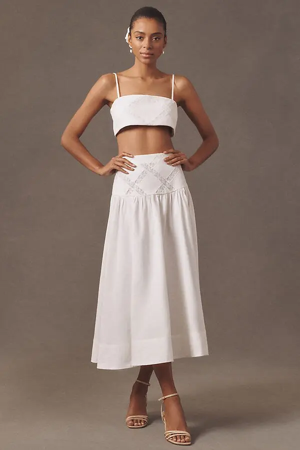 Hemant & Nandita Linen Blend Lace Bustier Top