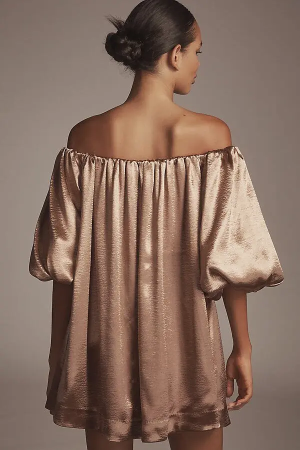 mare mare off the shoulder dress Mare Mare Puff-Sleeve Off-The-Shoulder Mini Dress