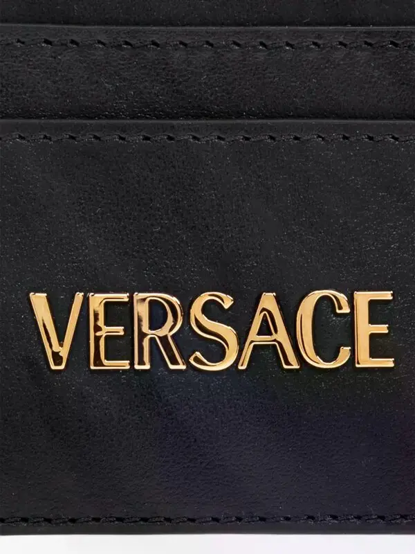 Versace Tag Leather Card Holder - Black