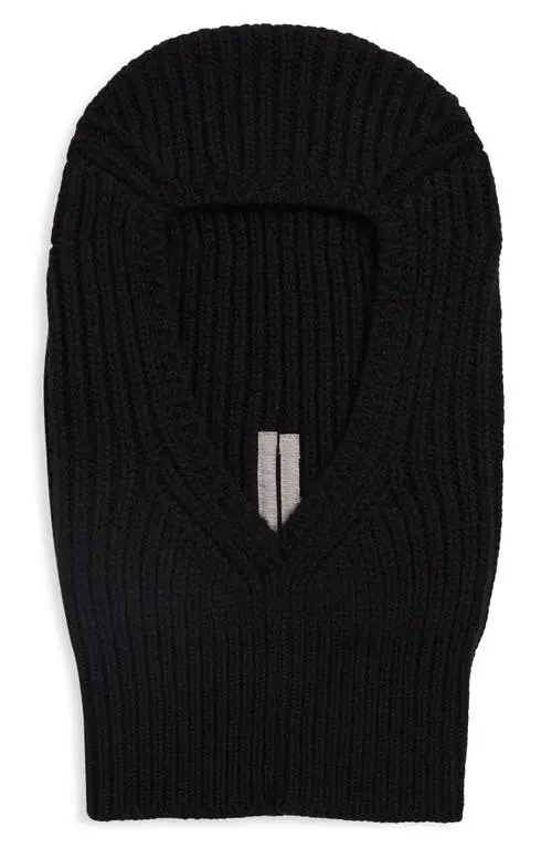 Rick Owens Sphinx Skull Rib Virgin Wool Balaclava - Black