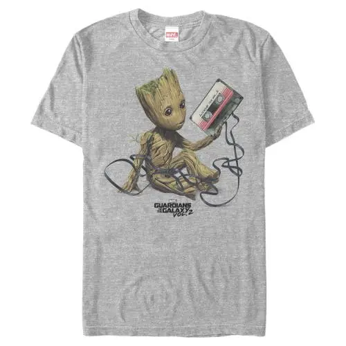 GUARDIANS OF THE GALAXY VOL. 2 Marvel Groot Tape Portrait Short Sleeve Graphic T-shirt - Athletic Heather