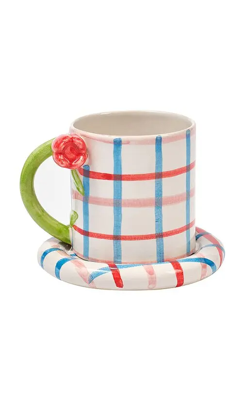 DAMSON MADDER Hand Painted Chubby Saucer In White