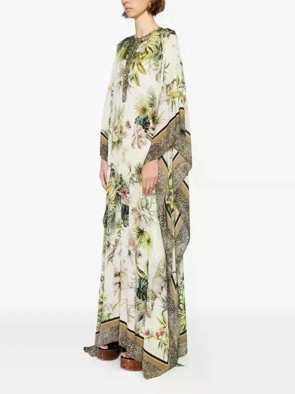 Elie Saab Savannah-print Chiffon Kaftan - Green