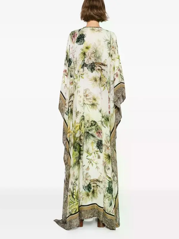Elie Saab Savannah-print Chiffon Kaftan - Green