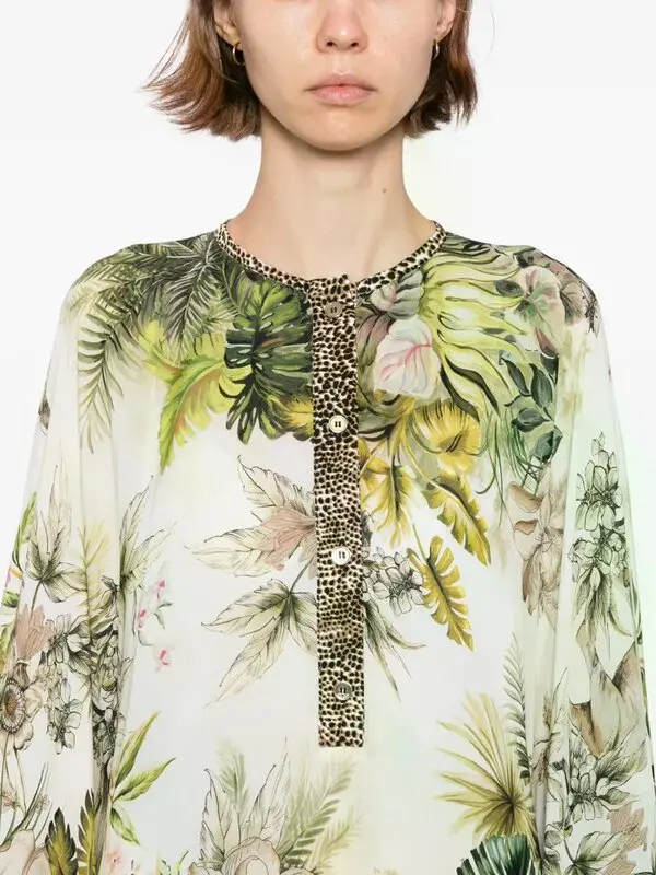 Elie Saab Savannah-print Chiffon Kaftan - Green