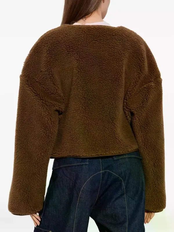 Dsquared2 Logo-embroidered Fleece Jacket - Brown