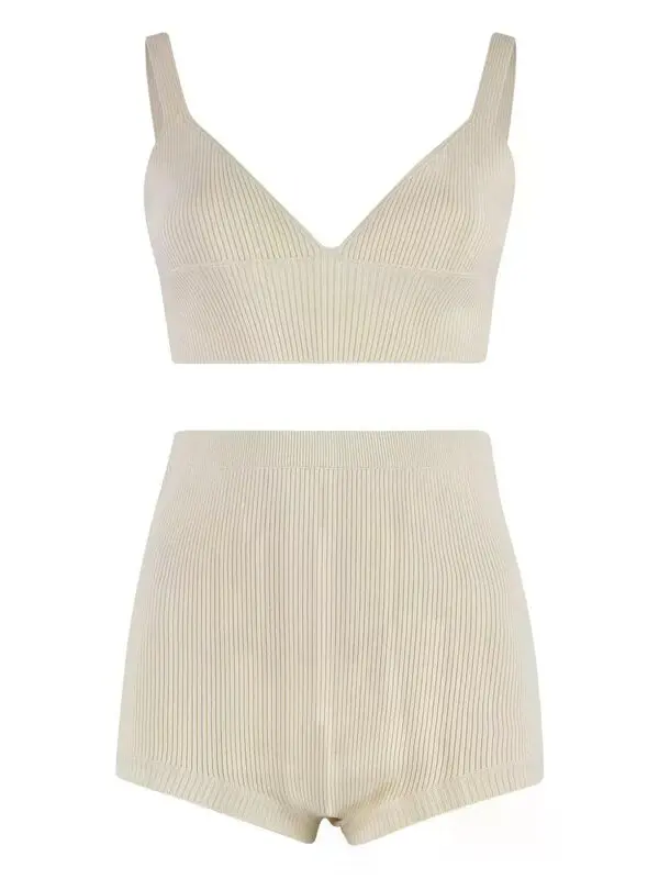 Red Valentino Ribbed Knit Underwear Set - Neutrals