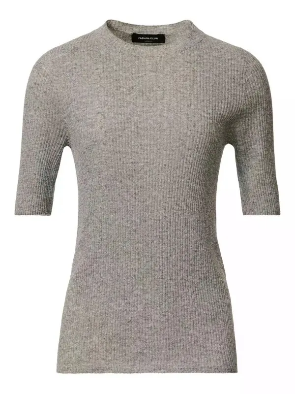 Fabiana Filippi Ribbed Short-sleeve Top - Grey