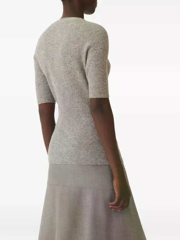 Fabiana Filippi Ribbed Short-sleeve Top - Grey