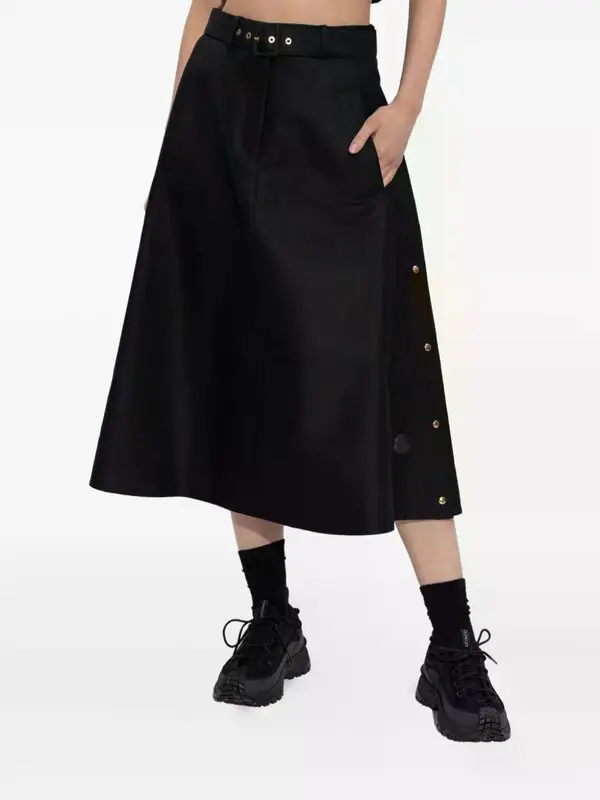 Moncler Belted A-line Midi Skirt - Black