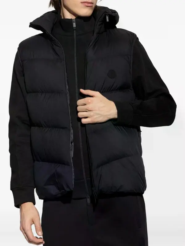 Moncler Quilted Gilet With Hood - Black