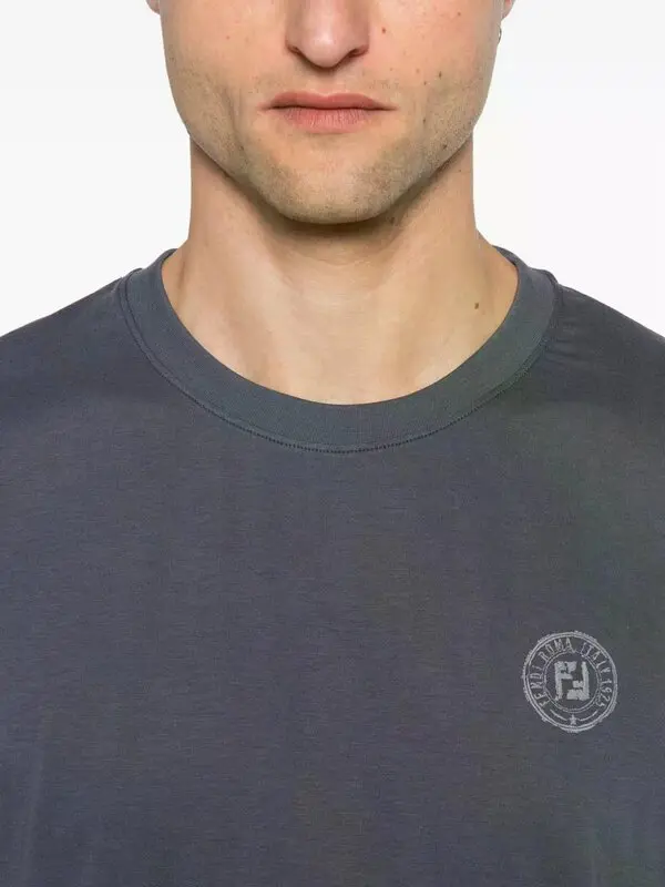 Fendi Logo-detail Crew-neck T-shirt - Blue