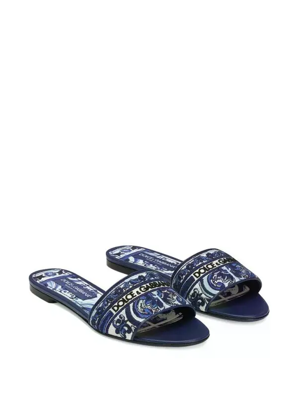 Dolce & Gabbana Embroidered Slides - Blue