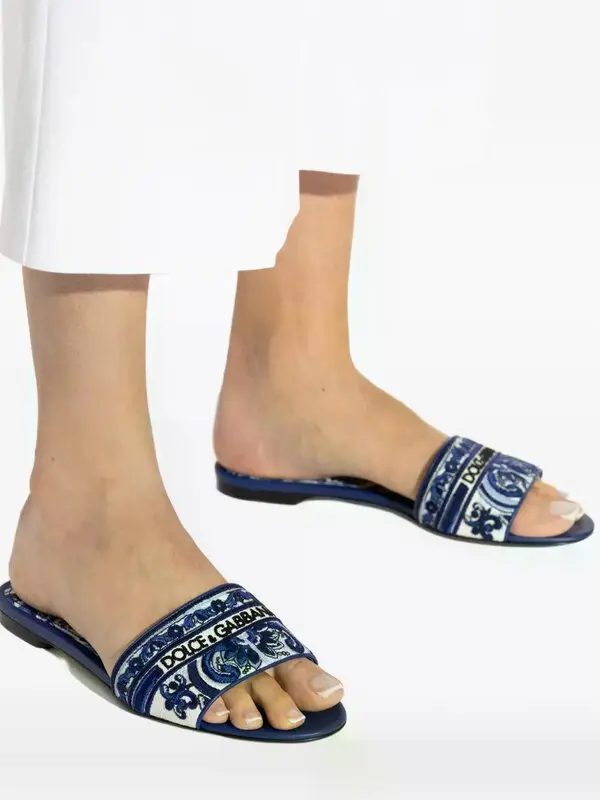 Dolce & Gabbana Embroidered Slides - Blue